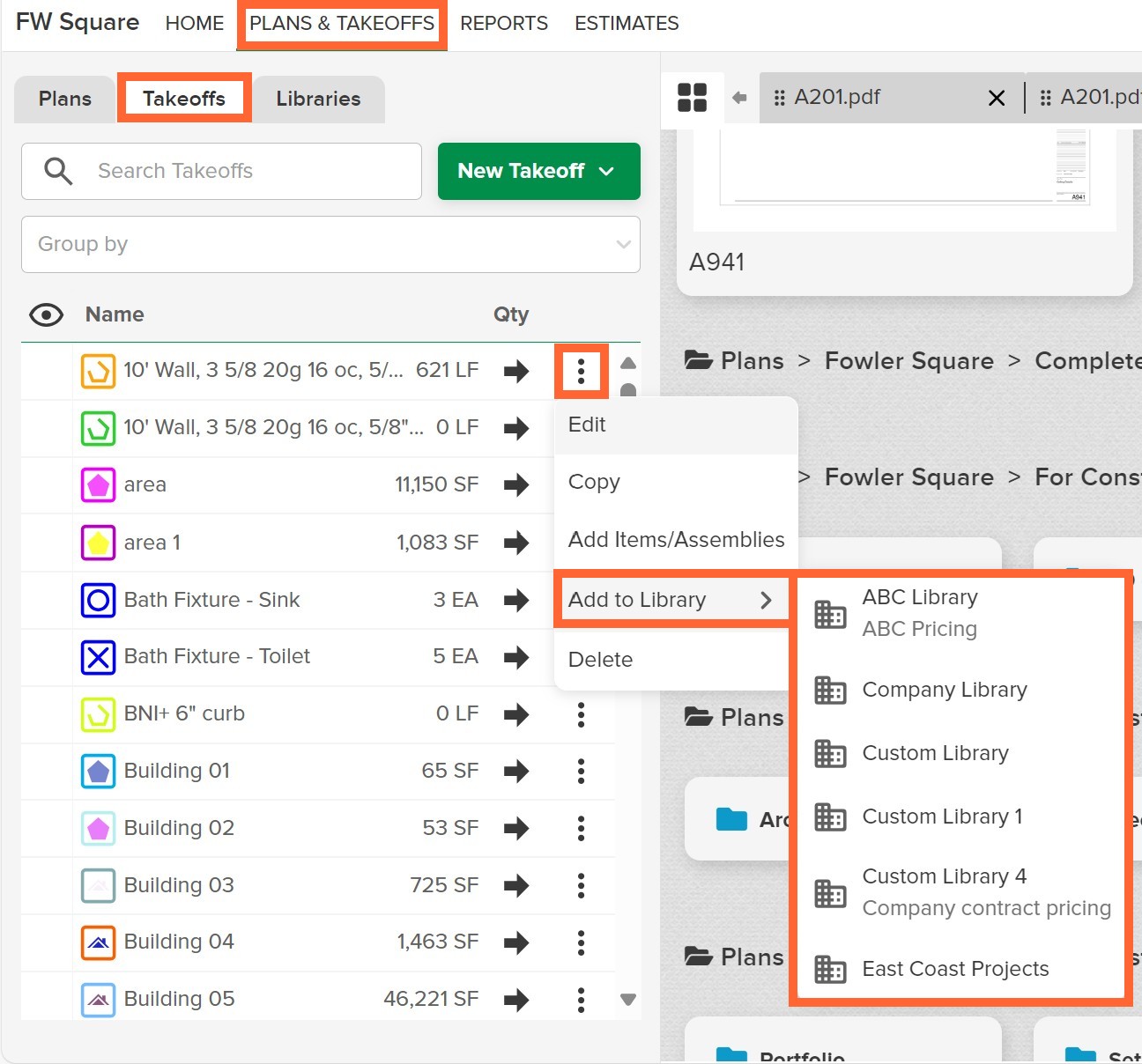 Takeoff Library – STACK Construction Technologies