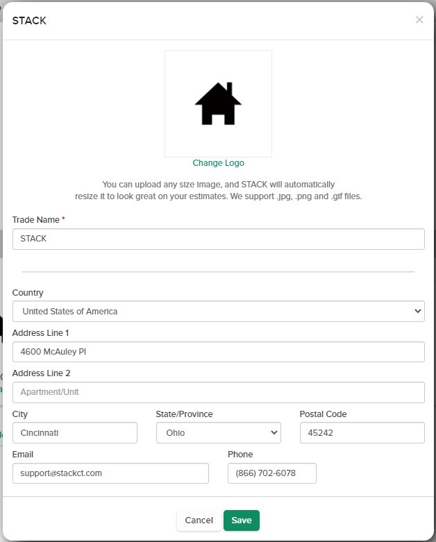 Account Settings – STACK Construction Technologies
