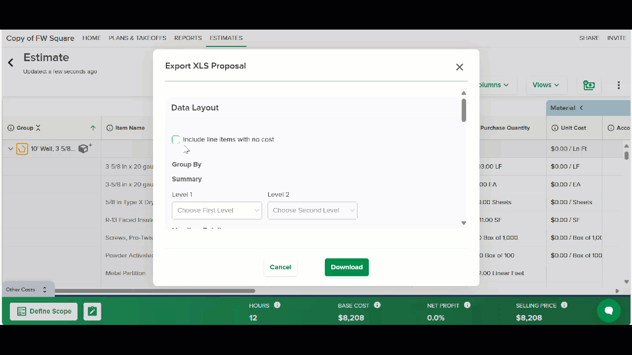 Export Estimate Worksheet Data – STACK Construction Technologies