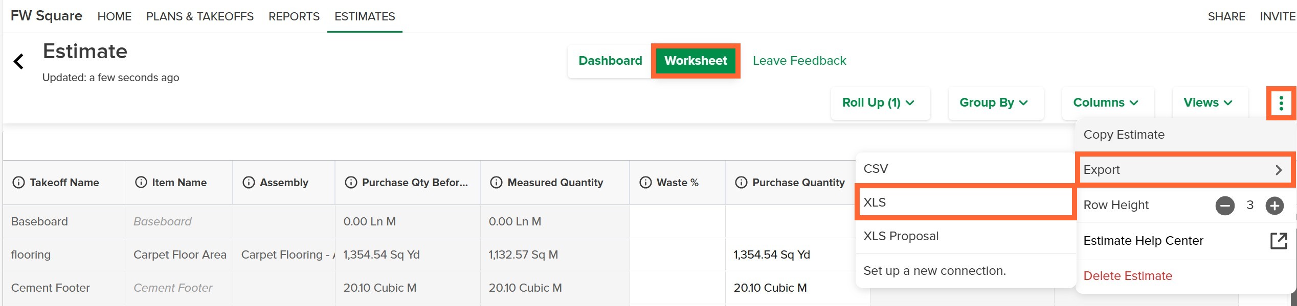 Export Estimate Worksheet Data – STACK Construction Technologies